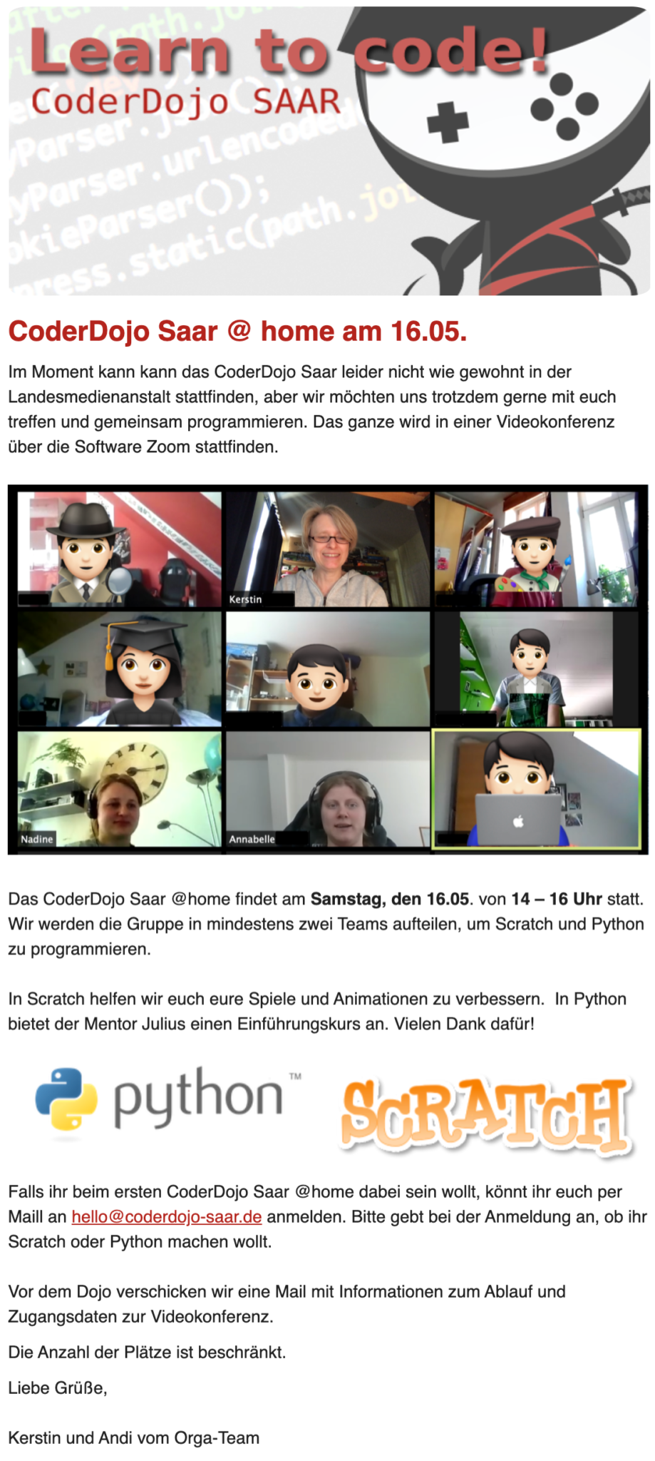 CoderDojo Saar @home im Mai – coderdojo-saar.de