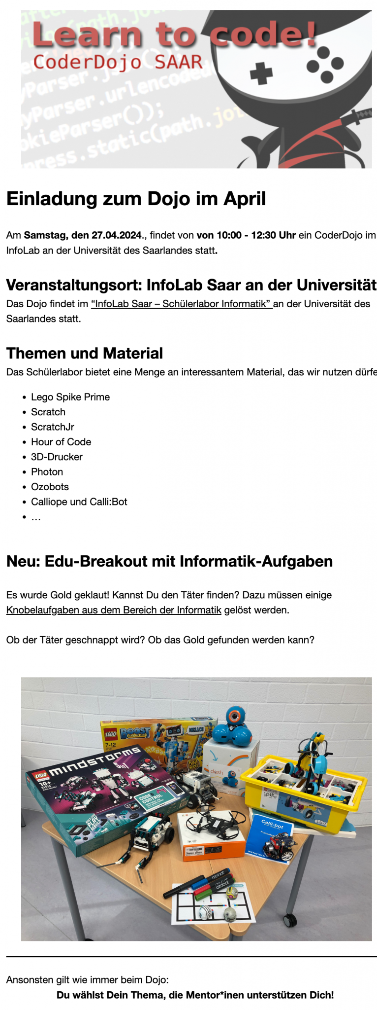 coderdojo-saar.de – Programmieren für Kinder und Jugendliche